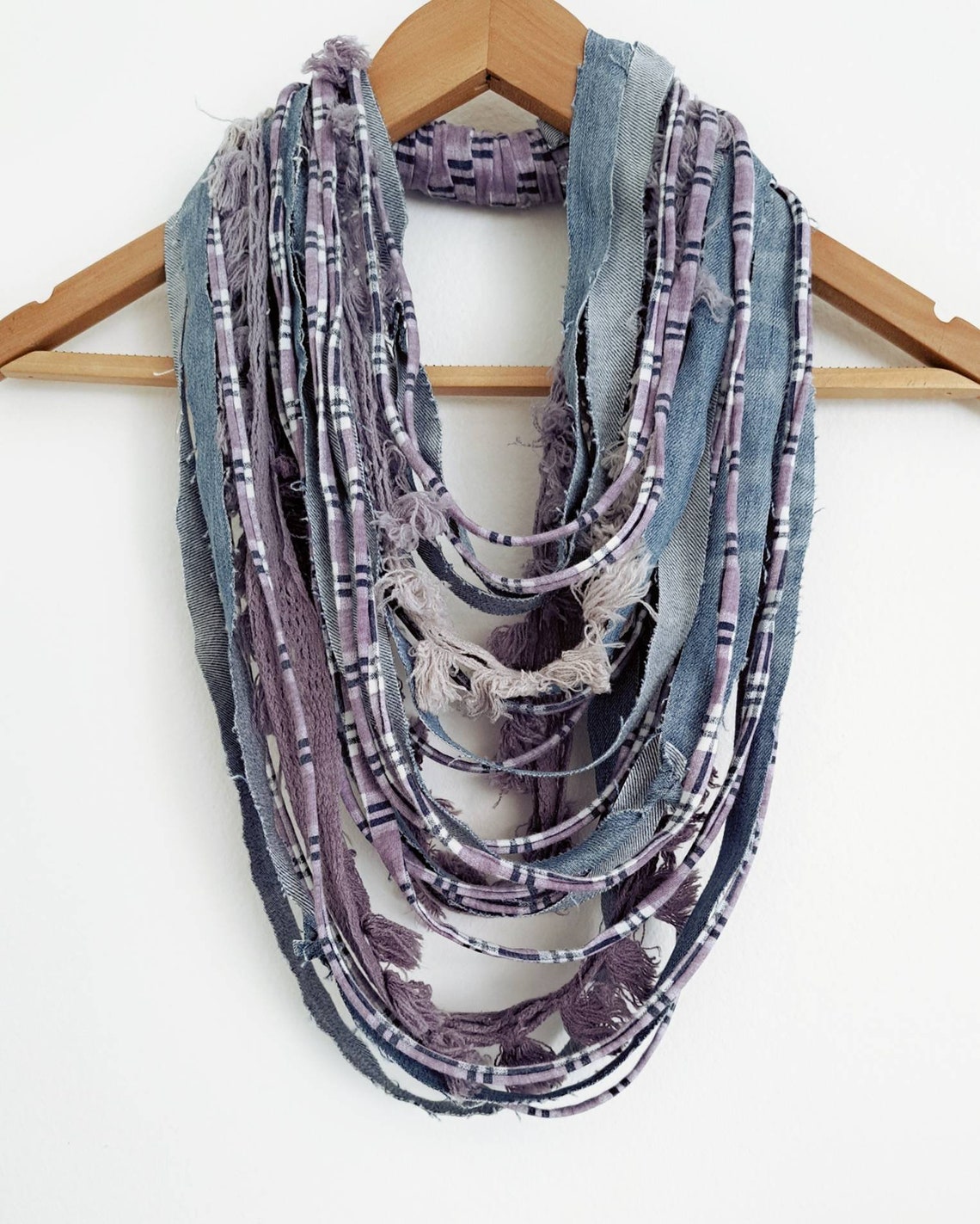 Old Jeans Frayed Jeans Denim Scarf Necklace Fabric Jewelry Textile ...