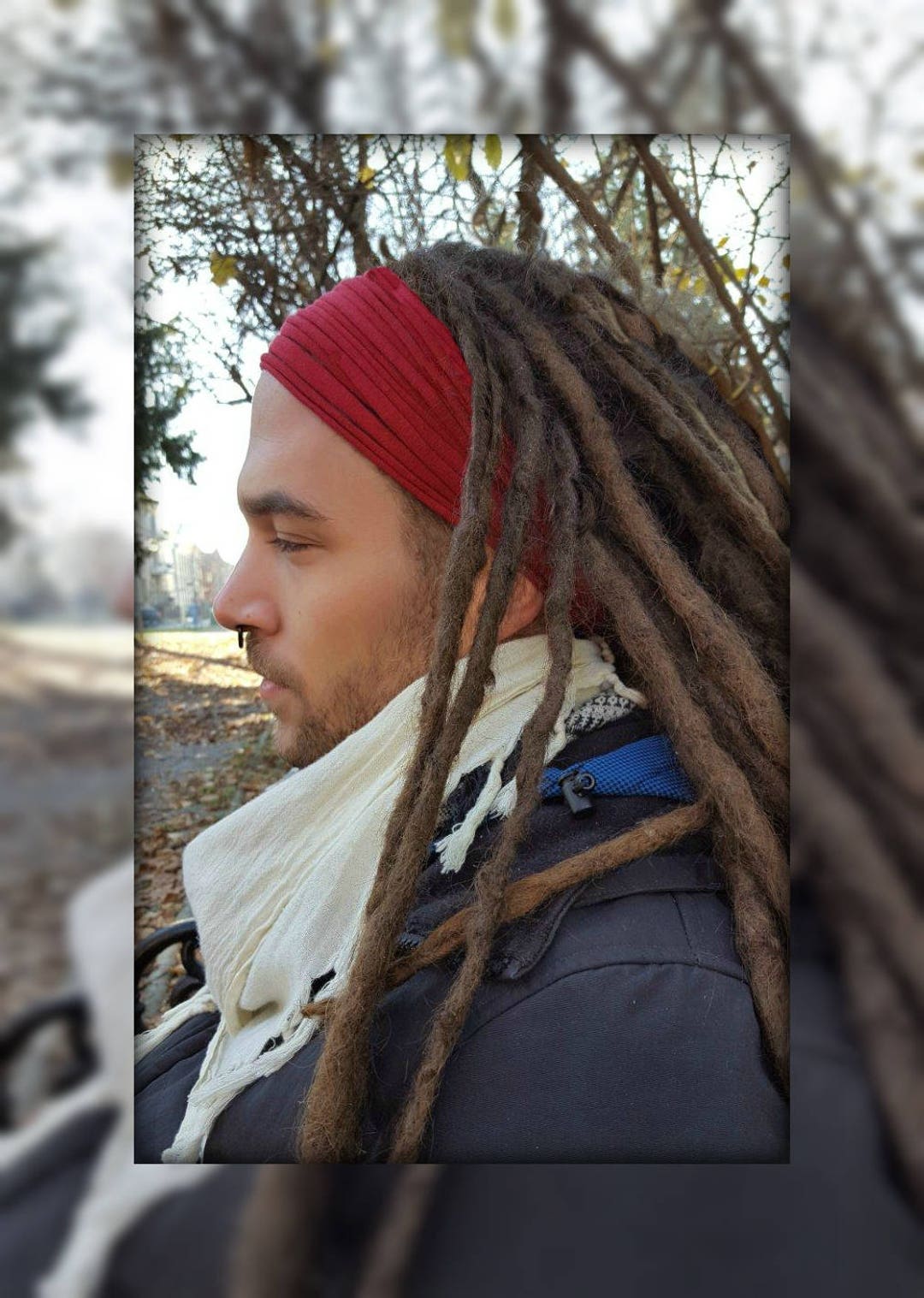 Red Headband for Men Head Wear Dread Wrap Head Scarf Dreads Dreadlock ...