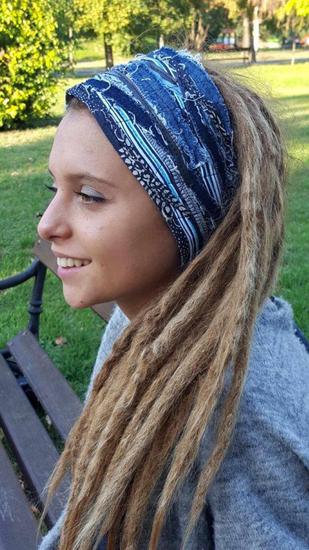 Denim Jeans Patchwork Headband Old Jeans Recycle Frayed Scruffy Fuzzy ...