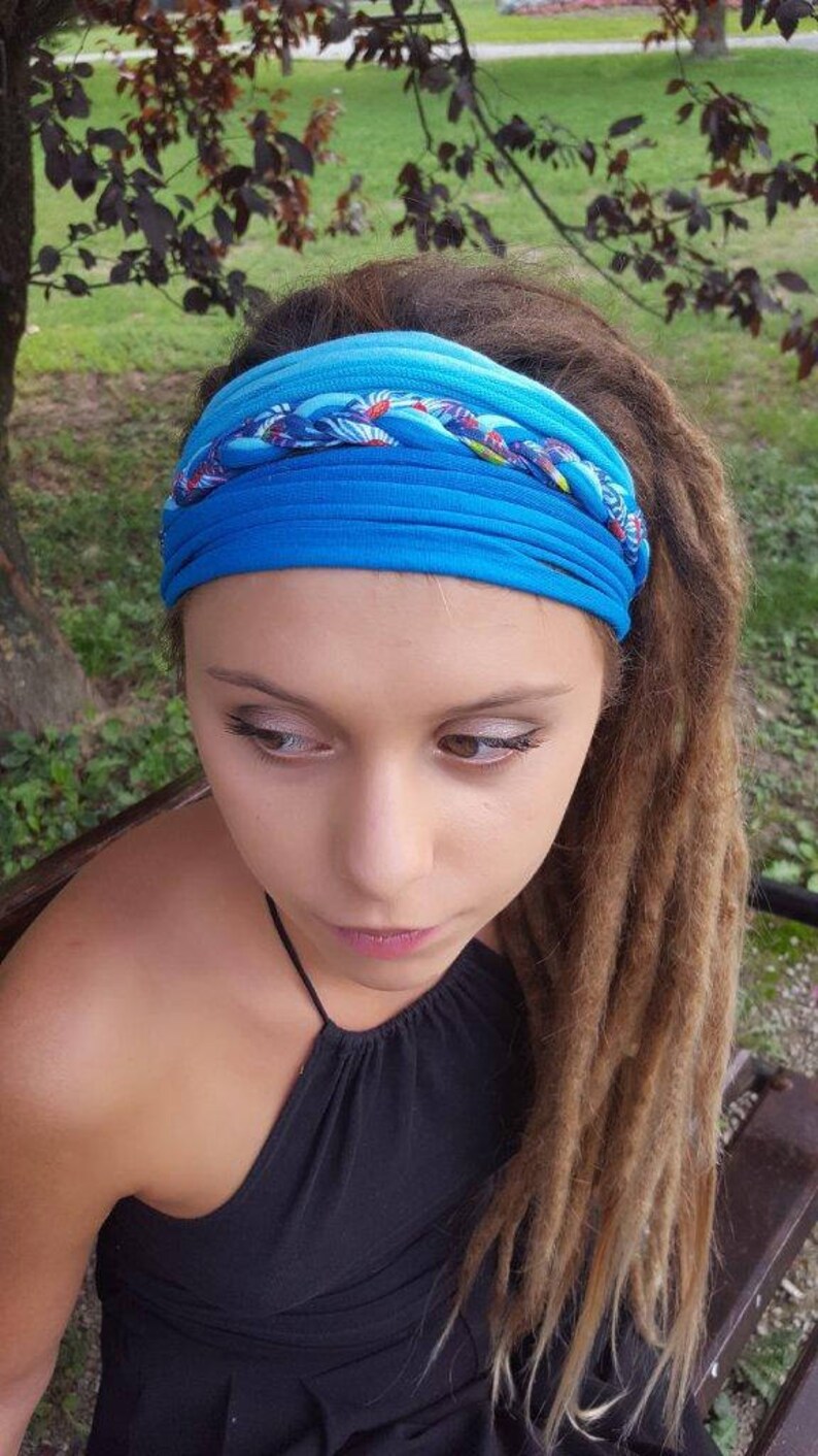 Turquoise Aqua Blue Headband Head Scarf Dreadband Unique Head - Etsy