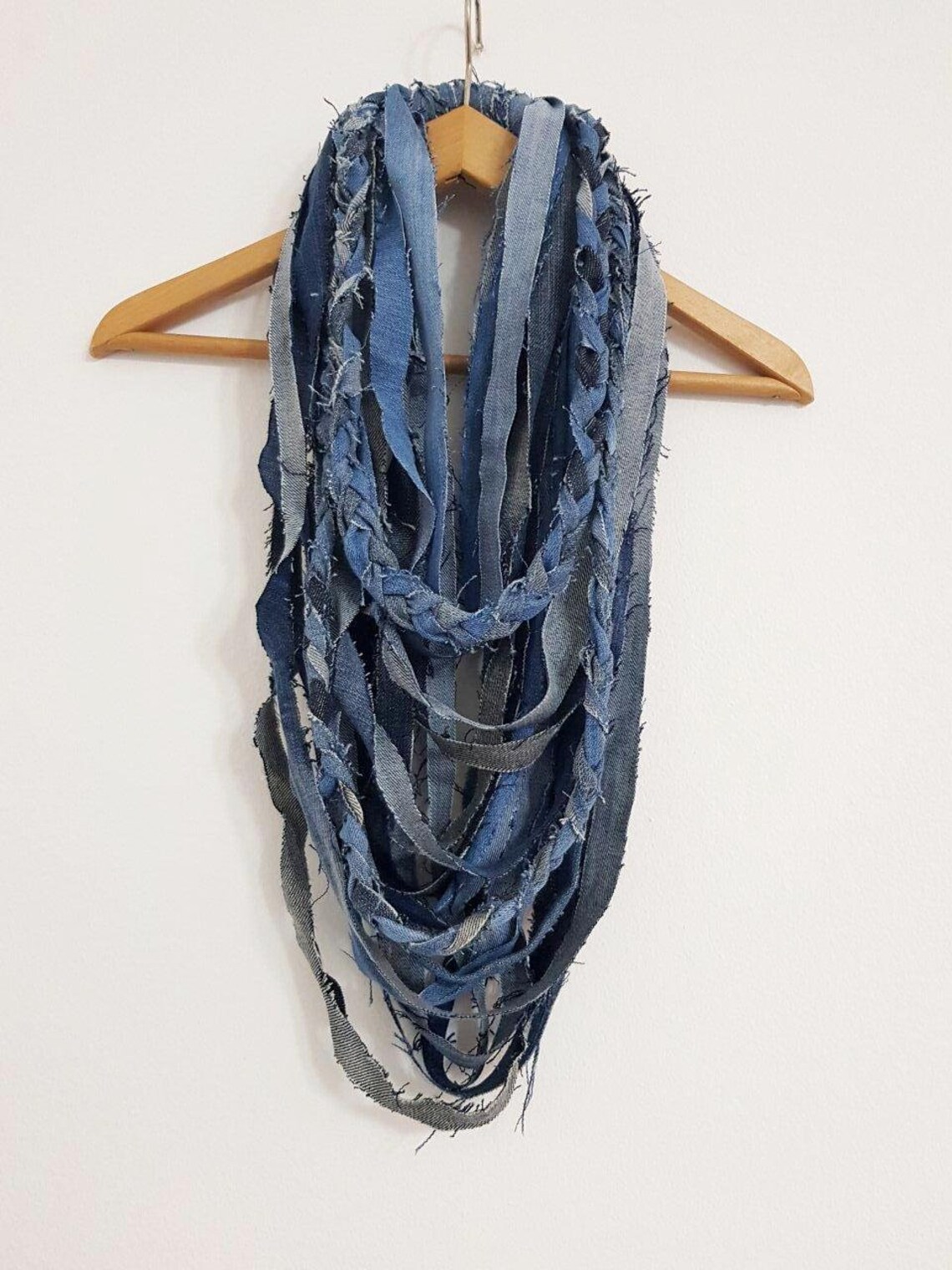 Jeans Denim Necklace Scruffy Torn Jeans Fabric Jewelry Textile | Etsy