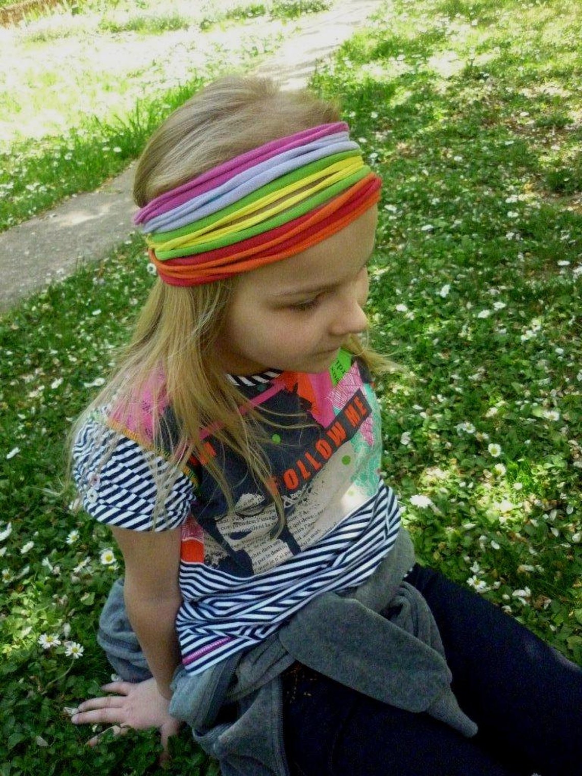 Girls Head Wraps, Baby Headbands, Rainbow Girls Headband, Jersey ...