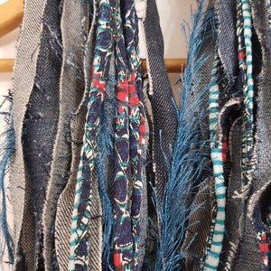 Die Frayed Jeans Denim Necklace Scruffy Torn Jeans Fabric Jewelry ...