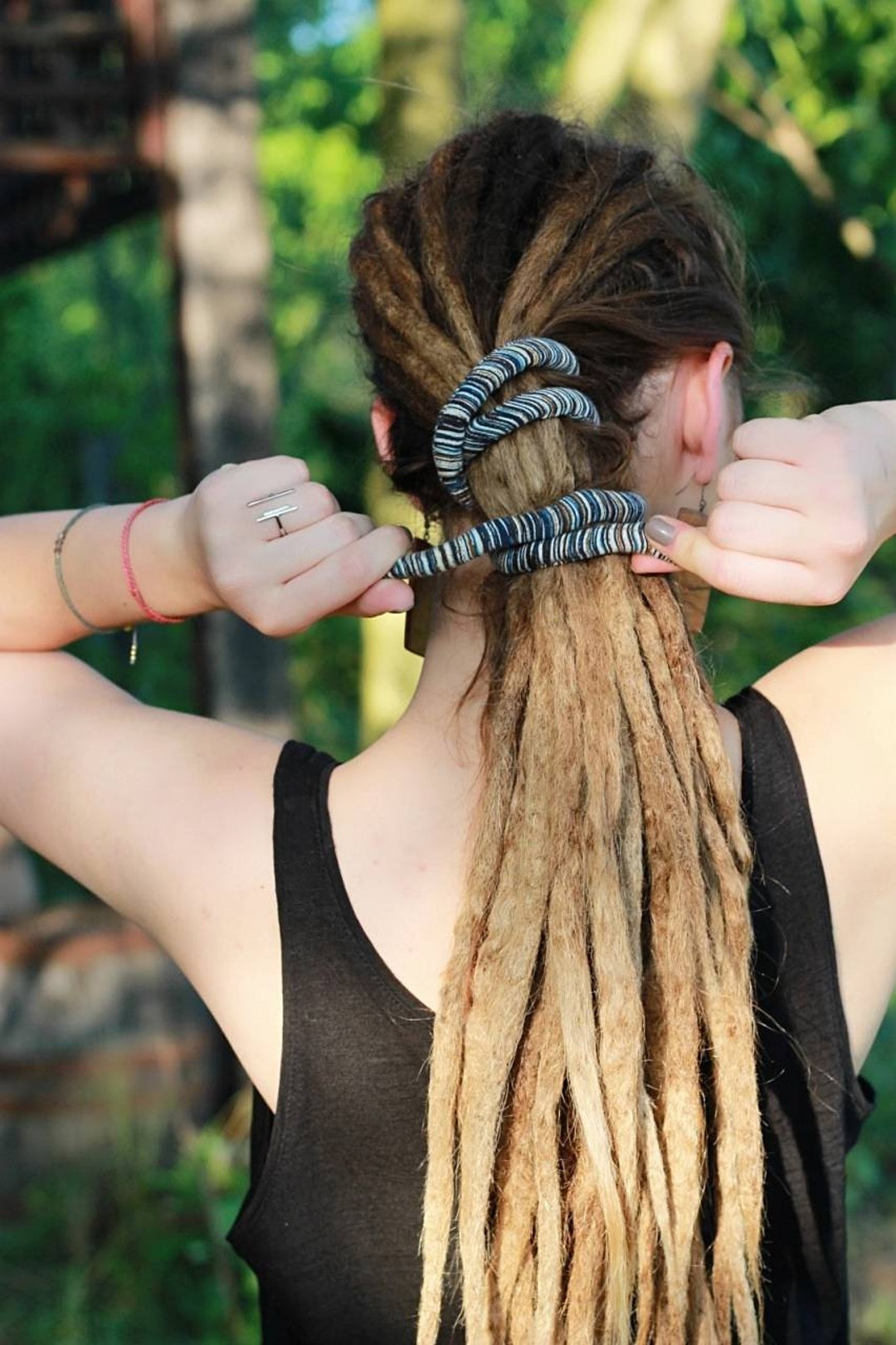 Bendable Dread Tie Dreadlock Accessories Blue Gray Khaki Bendable Hair ...