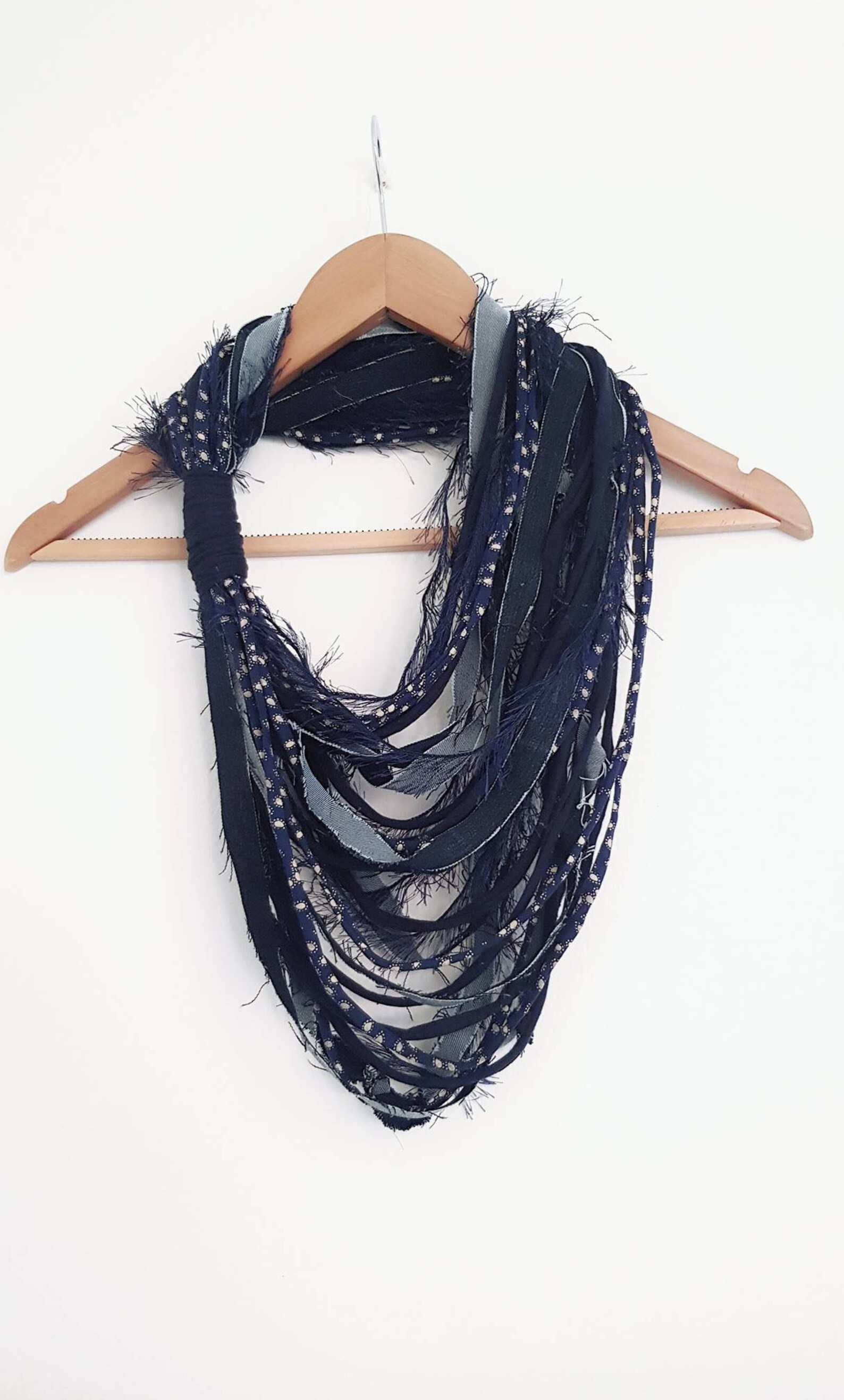 Denim Scarf Jeans Necklace Fabric Jewelry Textile Denim - Etsy
