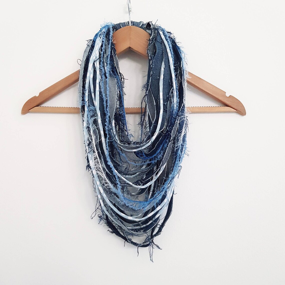Old Jeans Frayed Jeans Denim Scarf Necklace Fabric Jewelry - Etsy