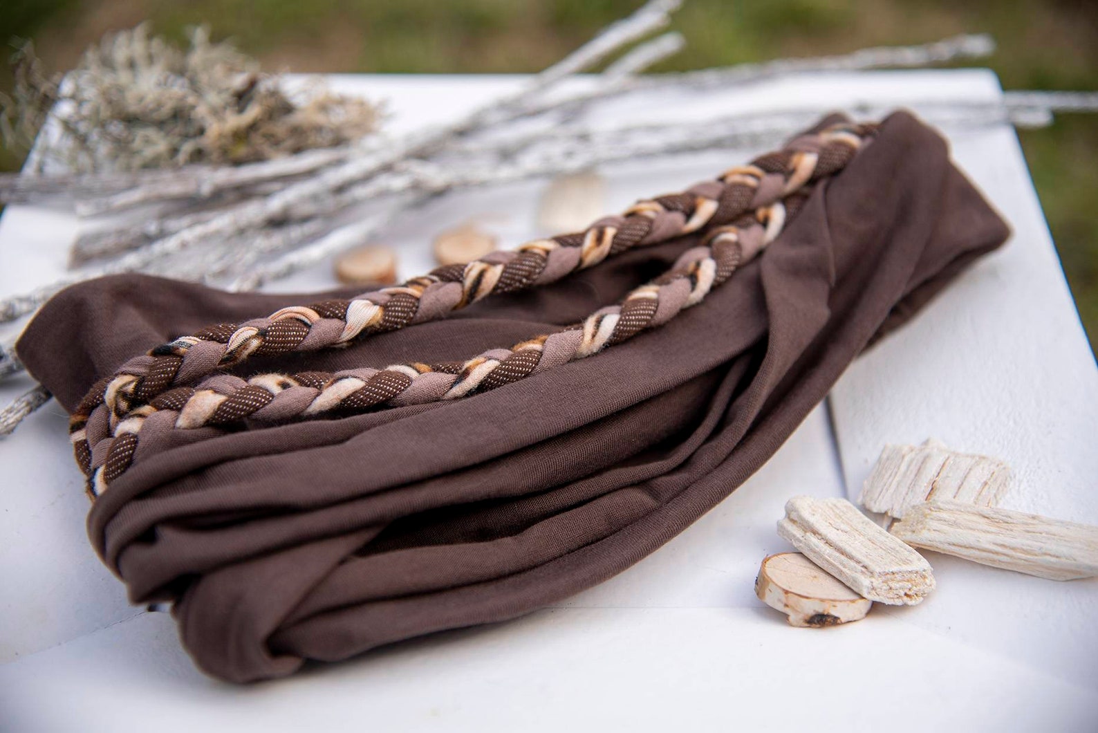 Brown EXTRA Wide Headband Boho Head Wrap Dreadband Turban Style Jersey ...