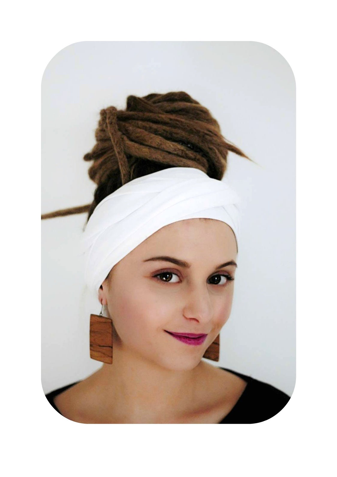 WHITE Head Scarf White Turban Stretchy Cotton Headband Jersey Scarf ...