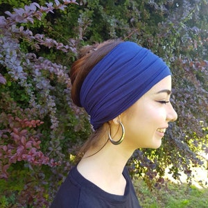 Royal Blue Head Scarf Boho Headband Dark Blue Head Wrap Headband for ...