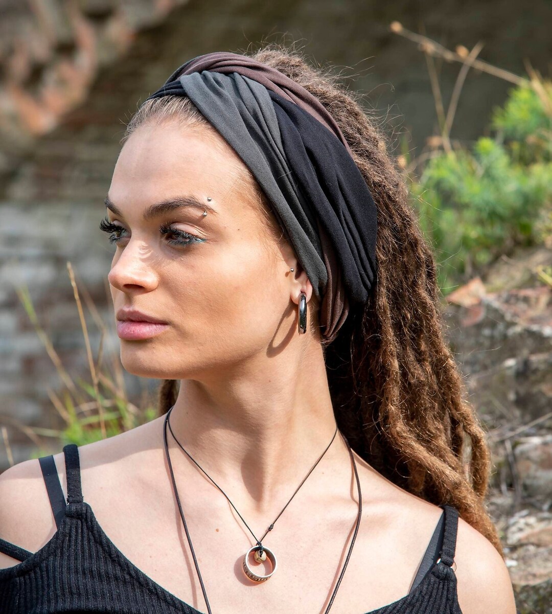 Wide Earty Headband Boho Head Wrap Dreadband Turban Style Jersey ...