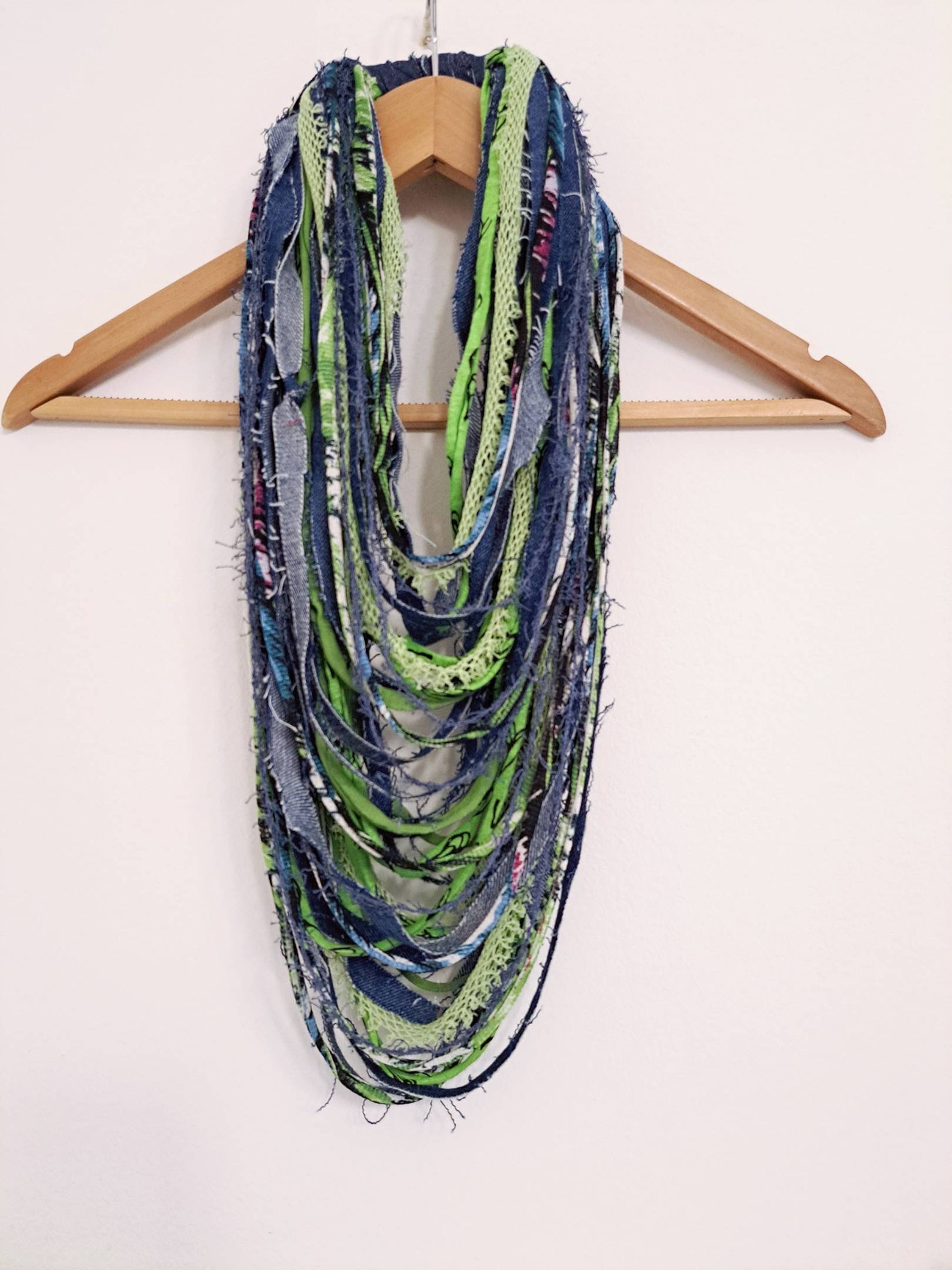 Old Jeans Frayed Jeans Denim Scarf Necklace Fabric Jewelry Textile ...