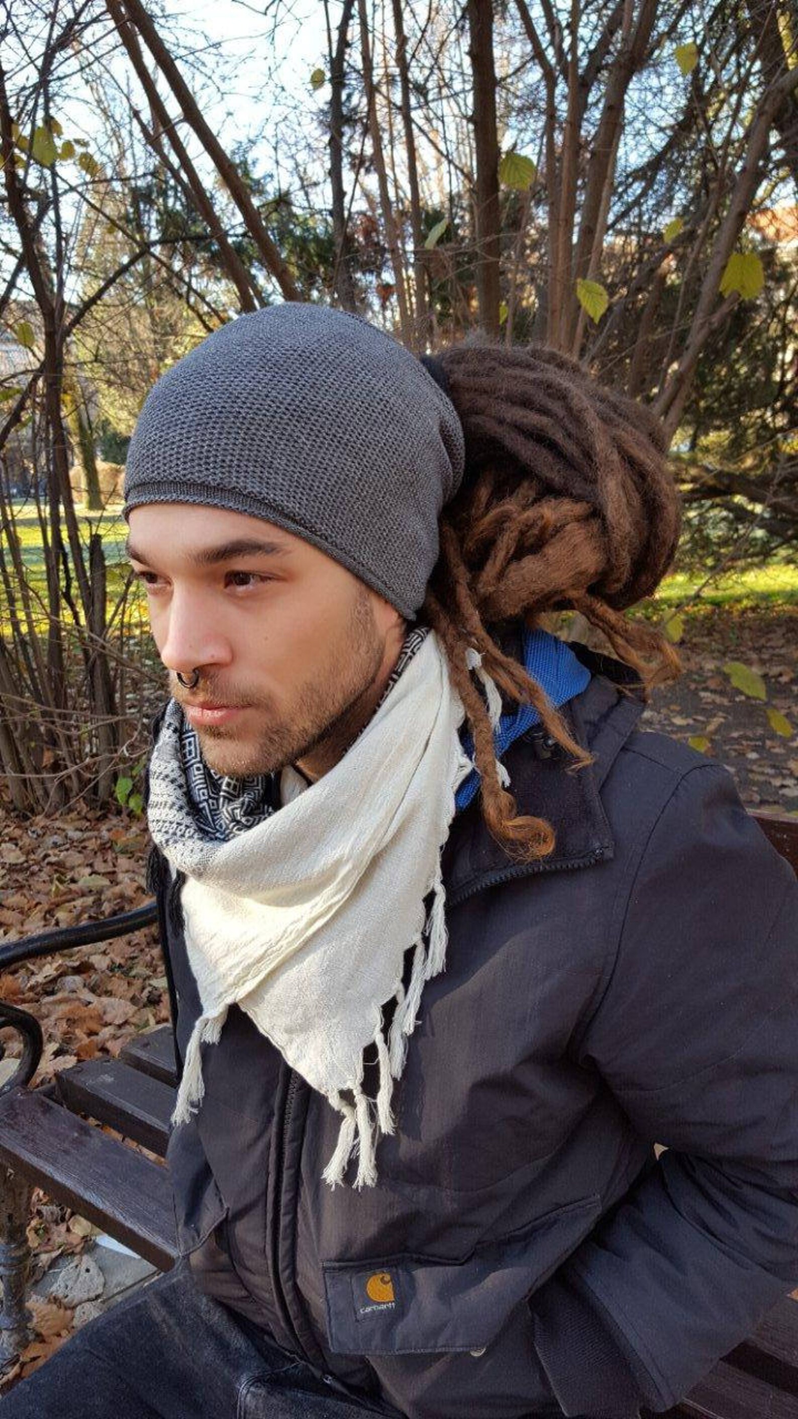 Knitted Headband for Men Head Scarf Head Wrap Charocal Anthracite ...