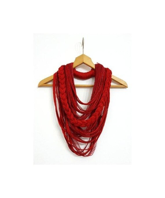 Red Scarf Ruby Red Necklace Statement Infinity Scarf Necklace - Etsy
