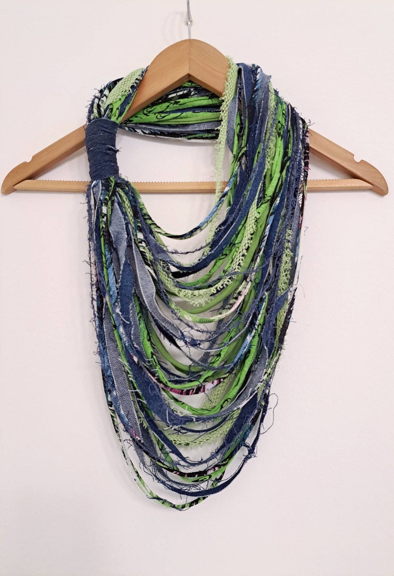 Old Jeans Frayed Jeans Denim Scarf Necklace Fabric Jewelry Textile ...