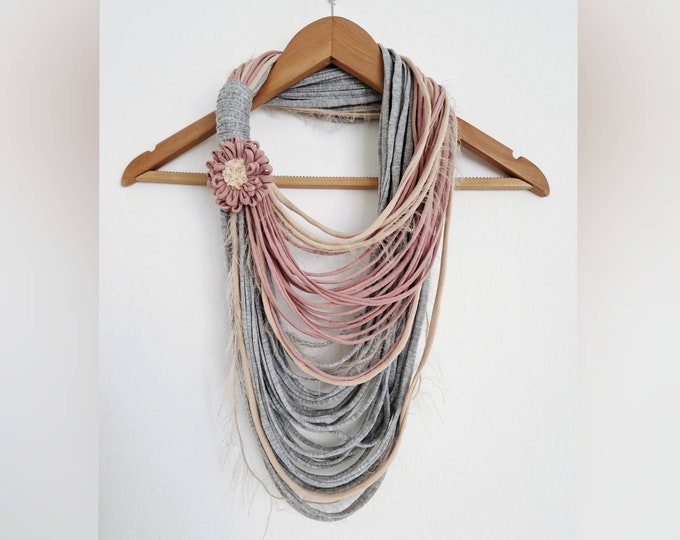 Blush Scarf Necklace Statement Summer Spring Infinity Scarves Bohemian ...