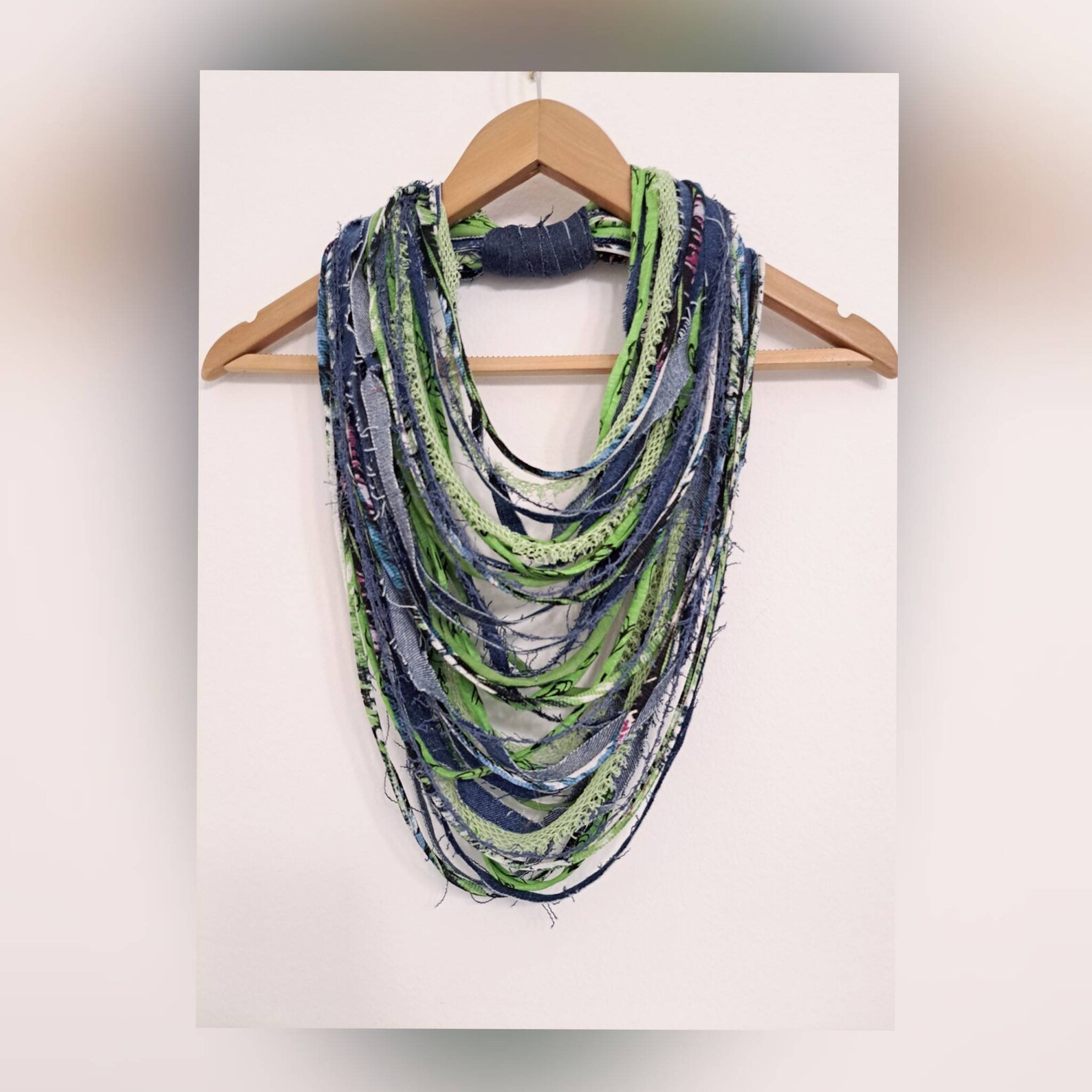 Old Jeans Frayed Jeans Denim Scarf Necklace Fabric Jewelry Textile ...