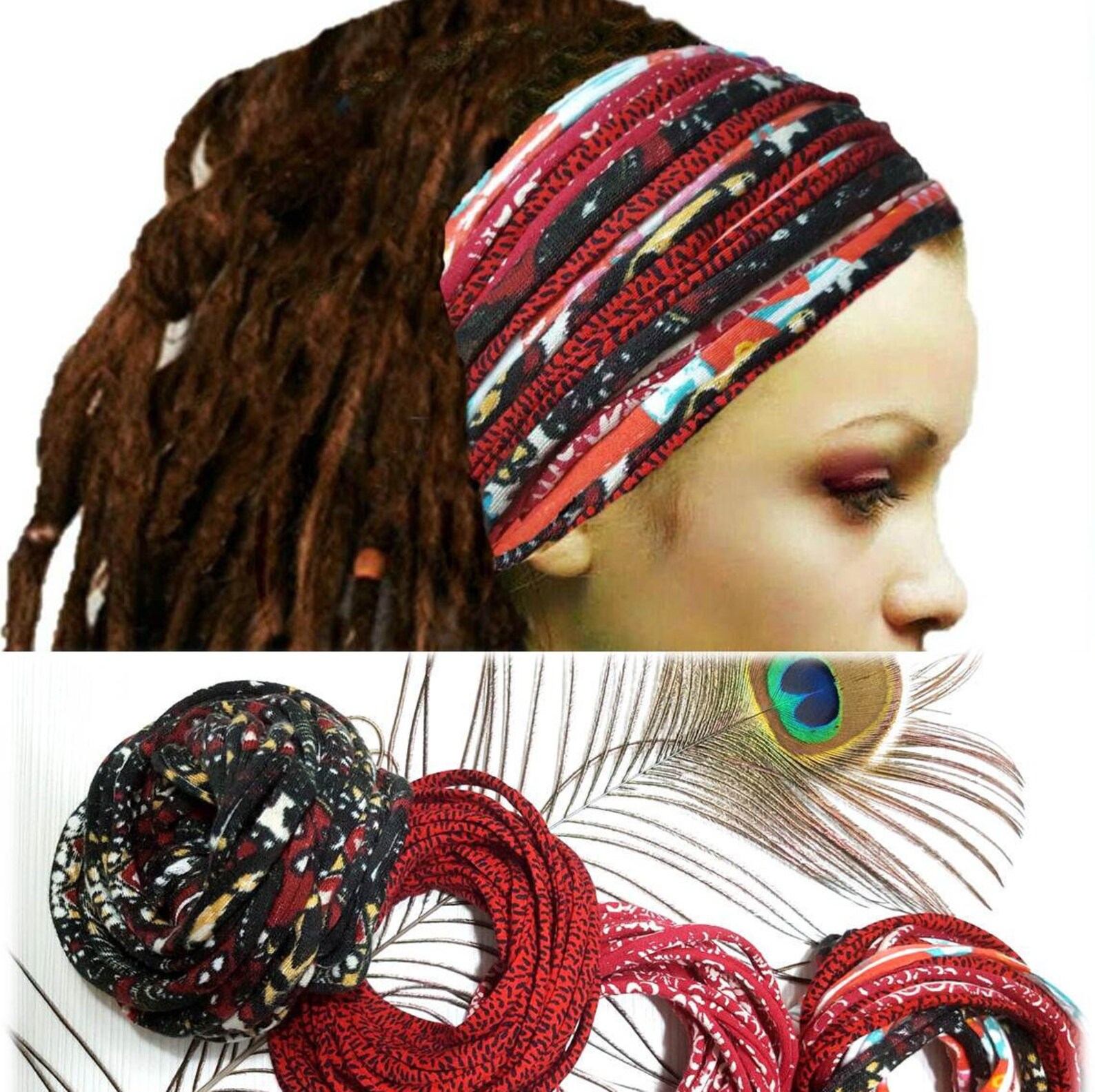 Dreadlock Accessories Headband Head Scarf Red Headbands Boho - Etsy