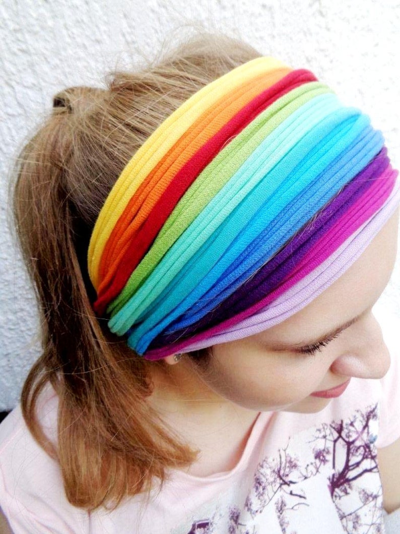 Rainbow Headband Head Scar Wrap Hairband Rainbow Stripes - Etsy