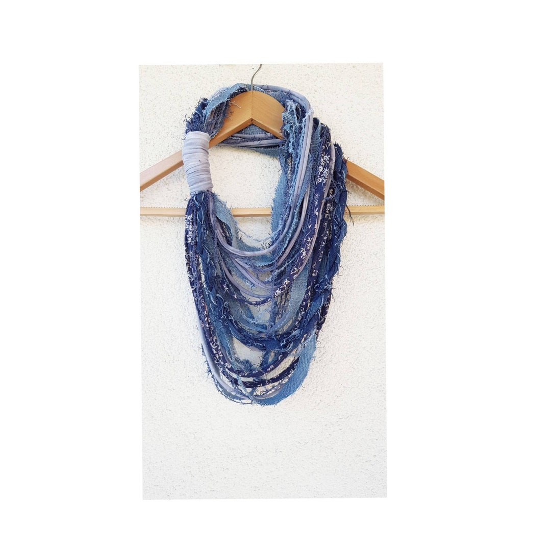 Denim Party Accessories Jeans Denim Scarf Necklace Textile - Etsy