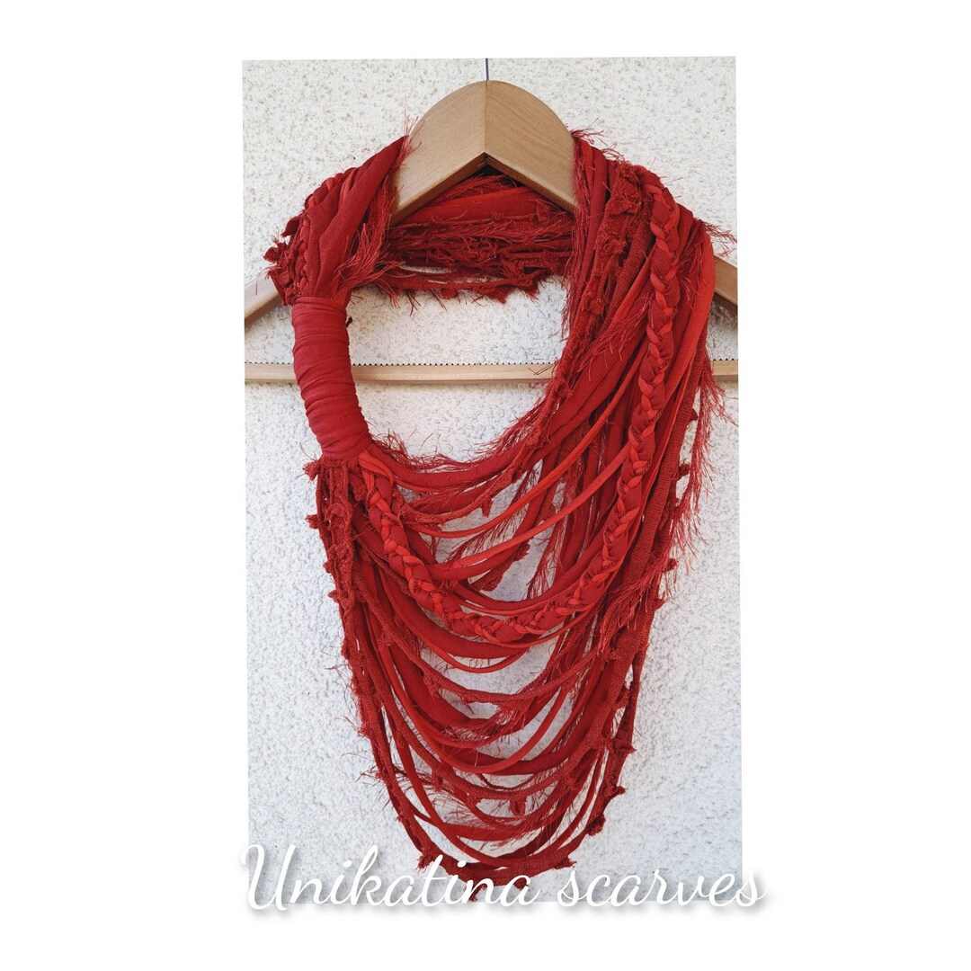 Red Scarf Ruby Red Necklace Statement Infinity Scarf Necklace Boho ...