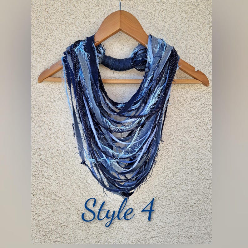 Old Jeans Frayed Jeans Denim Scarf Necklace Fabric Jewelry Textile ...