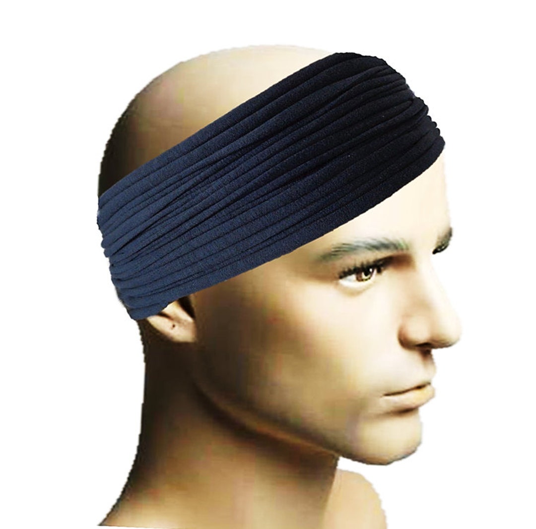 Blue Headband for Men Men's Sweatband Cotton Yoga Headband for Men ...