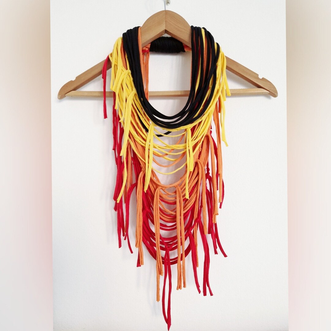 FIRE Scarf Textille Scarf Necklace Fiber Necklace Tribal Festival ...