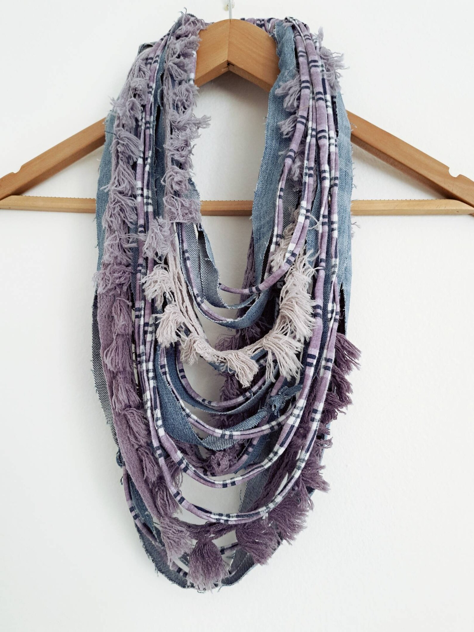 Old Jeans Frayed Jeans Denim Scarf Necklace Fabric Jewelry Textile ...