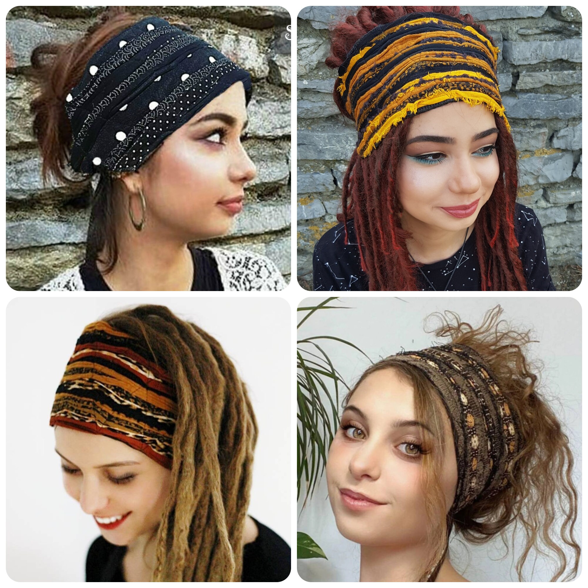 Earth Headband Black Brown Head Scarf Head Wraps Bohemian - Etsy UK