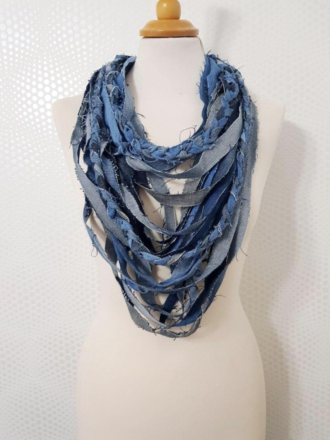 Jeans Denim Necklace Scruffy Torn Jeans Fabric Jewelry Textile | Etsy