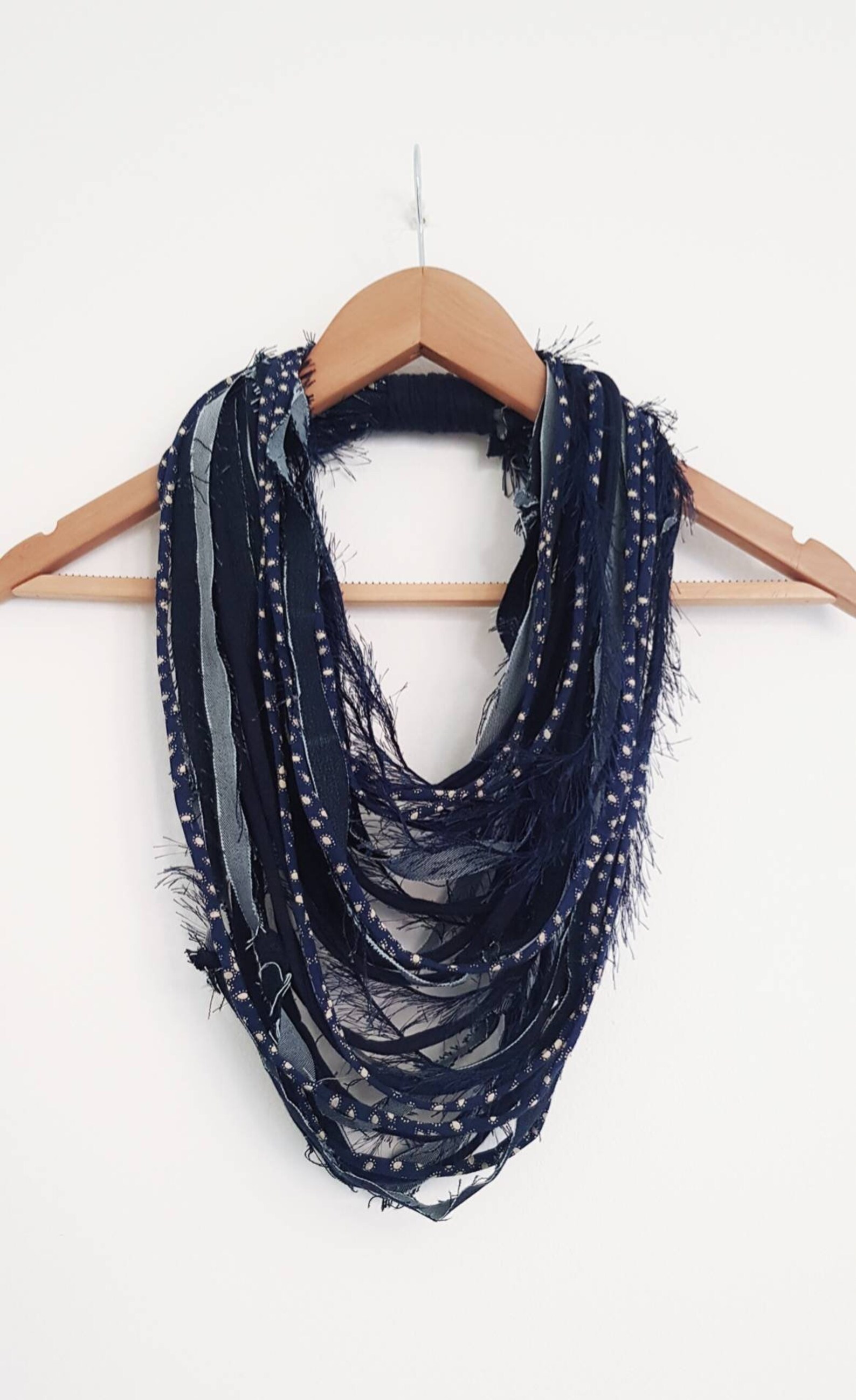Denim Scarf Jeans Necklace Fabric Jewelry Textile Denim Necklace Loop ...