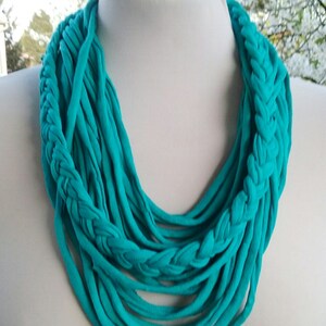 Turquoise Scarf Necklace Textile Fabric Statement Necklace Long ...