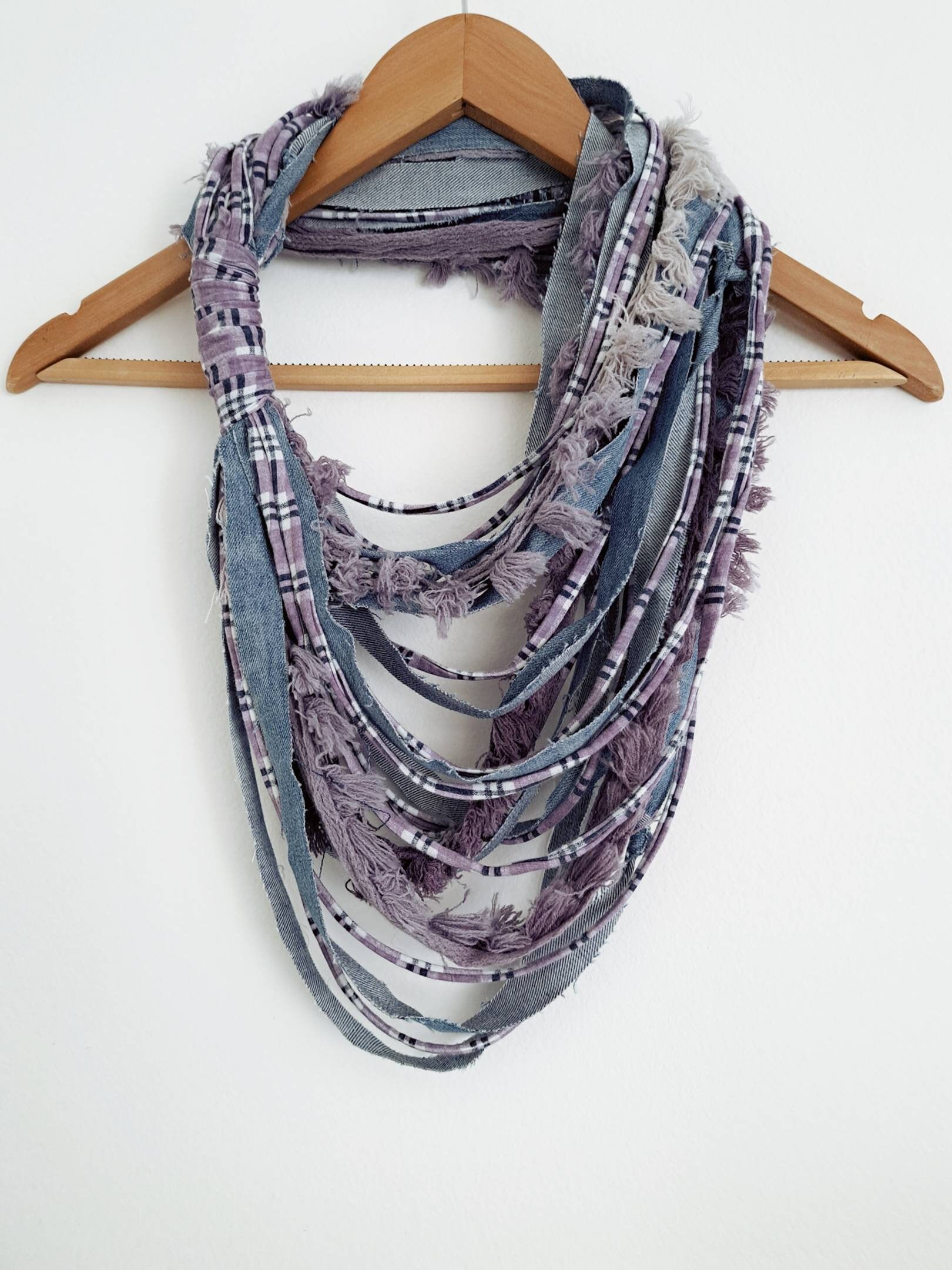 Old Jeans Frayed Jeans Denim Scarf Necklace Fabric Jewelry Textile ...