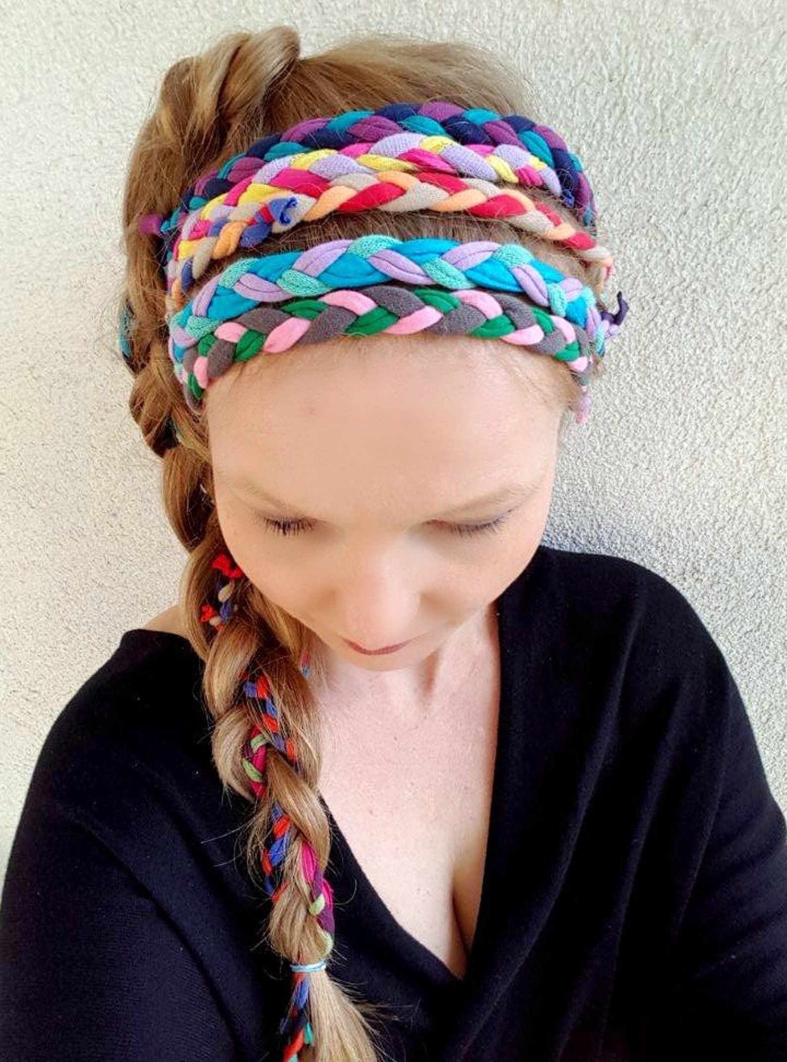 Hair Tie Braid in Headband Braided Wrap Headband Boho Hippie Hair Band ...