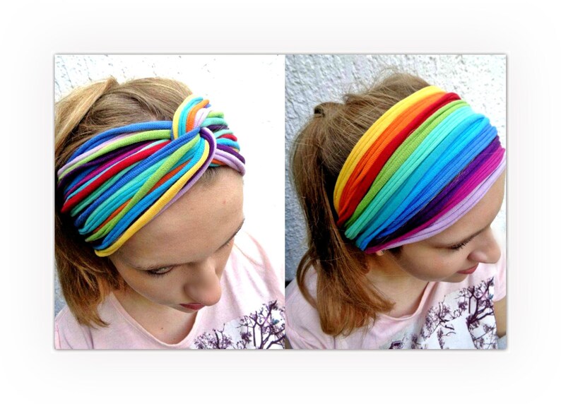 Rainbow Headband Head Scar Wrap Hairband Rainbow Stripes - Etsy