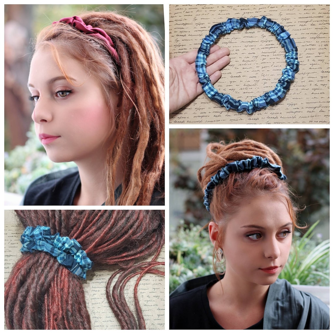 BLUE Plaid Scrunchies Dread Ties Dreadlock Accessories Hair | Etsy
