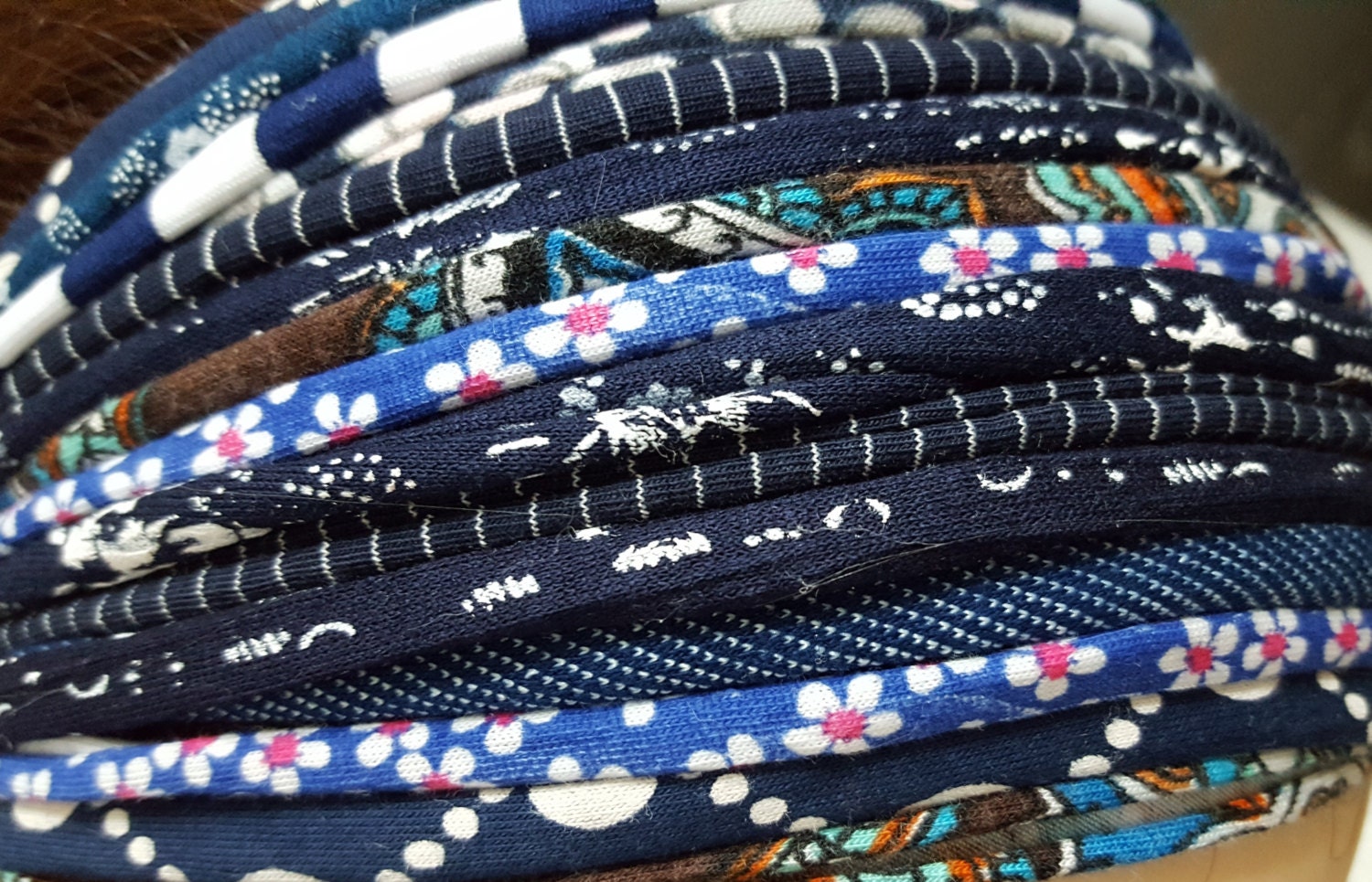 Denim Headband Multistrand Head Scarf Summer Headband Jeans Blue ...