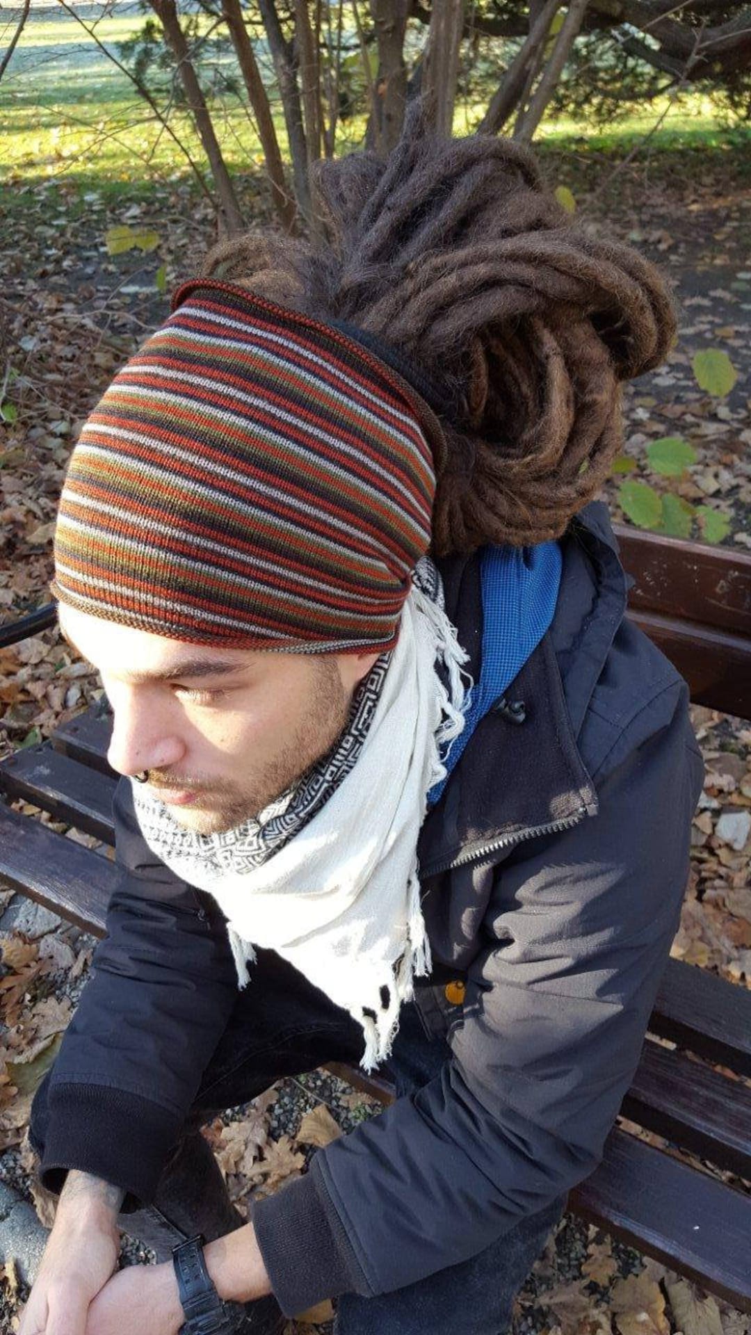 Knitted Headband for Men Dreadlock Tube Sock Head Wrap for Dreads ...