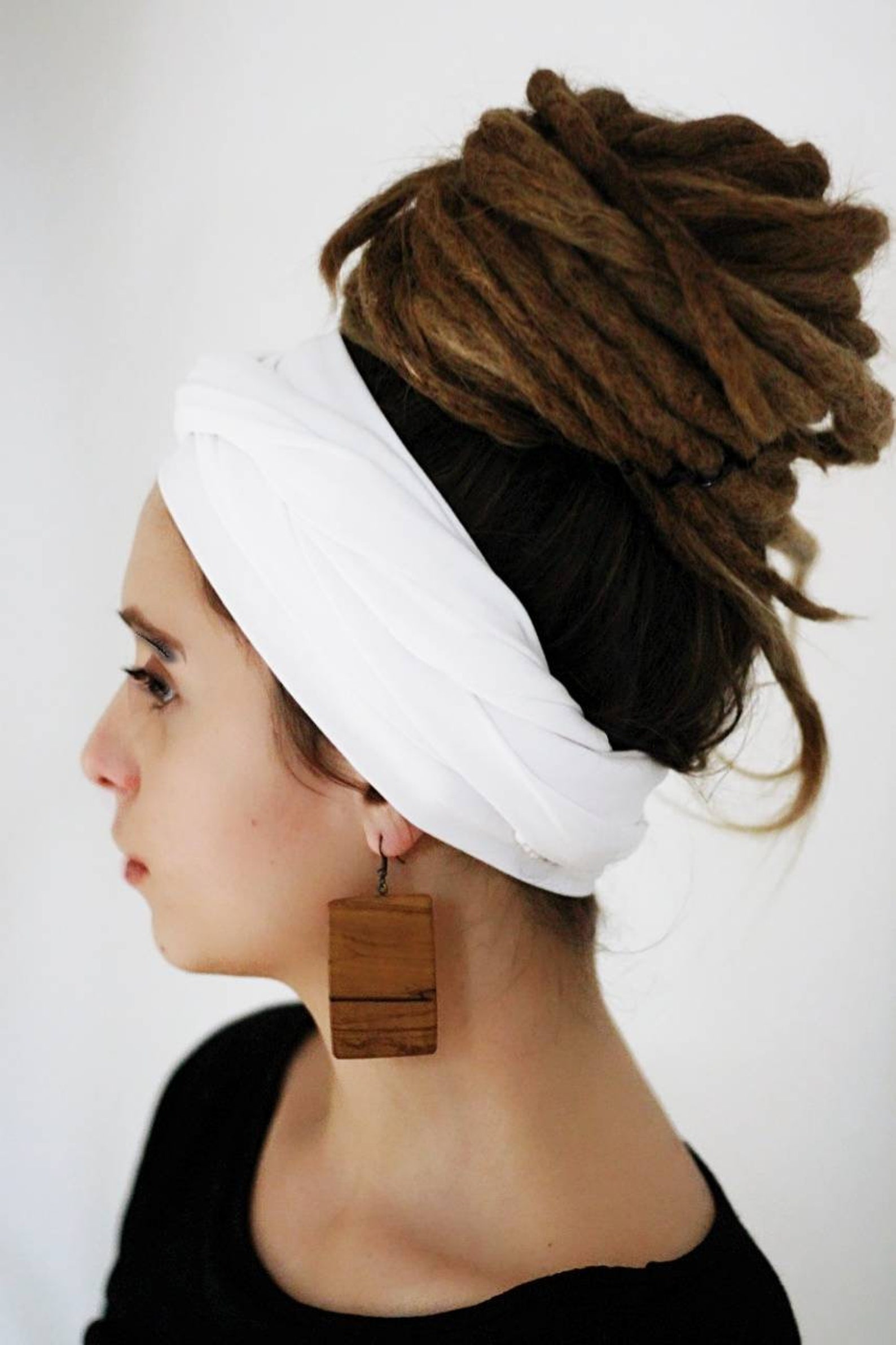 WHITE Head Scarf White Turban Stretchy Cotton Headband Jersey | Etsy