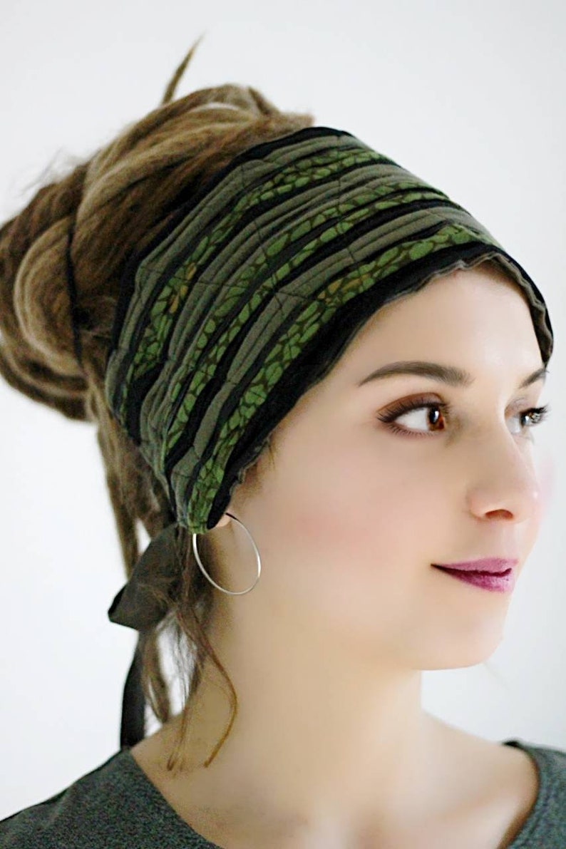 Green Headband Black Olive Girls Mens Headband Gypsy Head Wrap - Etsy