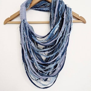 Old Jeans Frayed Jeans Denim Scarf Necklace Fabric Jewelry Textile ...