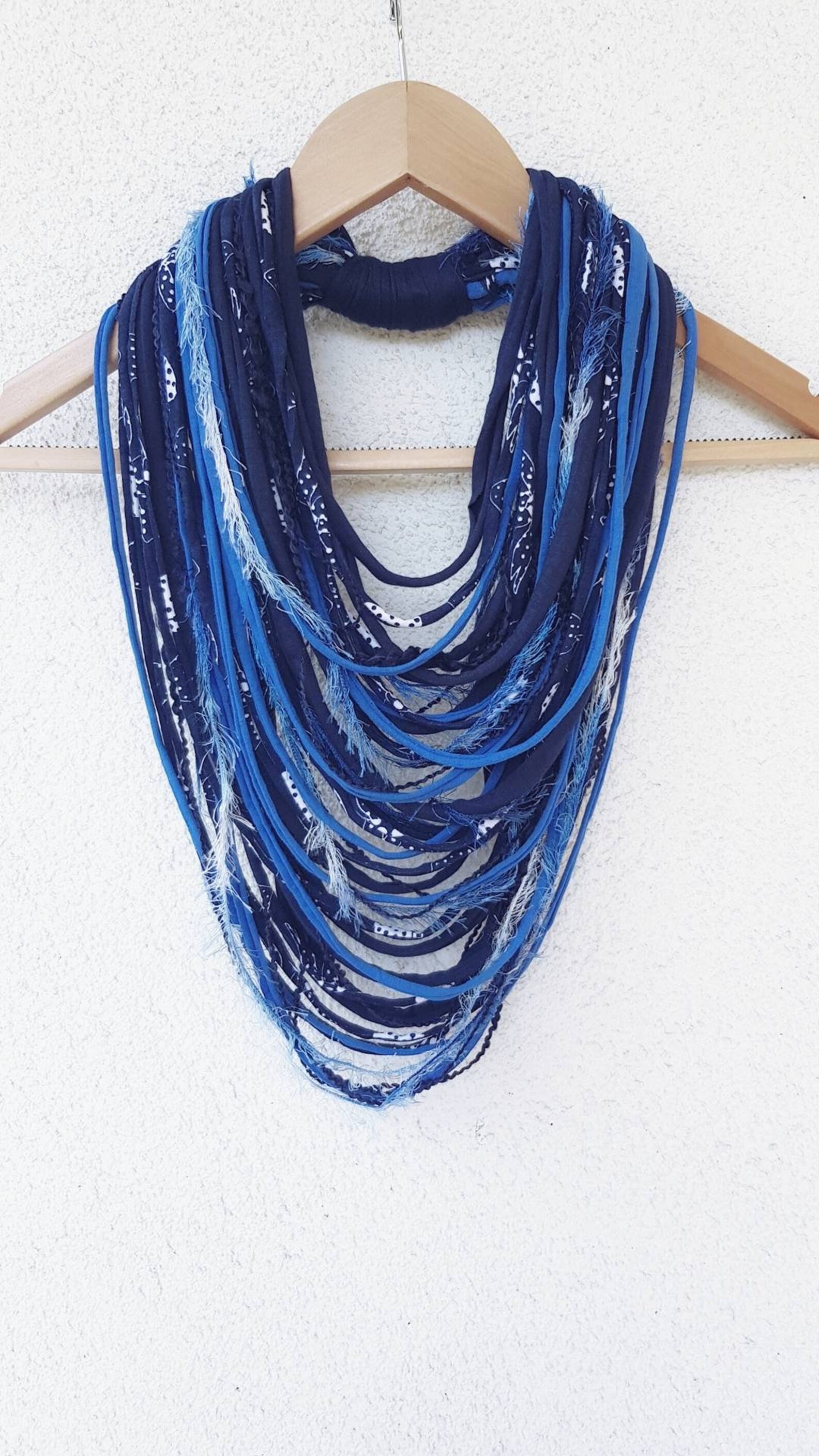 Blue Infinity Scarf Scarf Rope Scarf Necklace Winter - Etsy