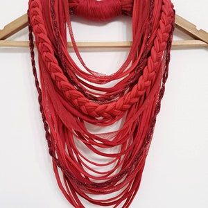 Red Scarf Ruby Red Necklace Statement Infinity Scarf Necklace Boho ...