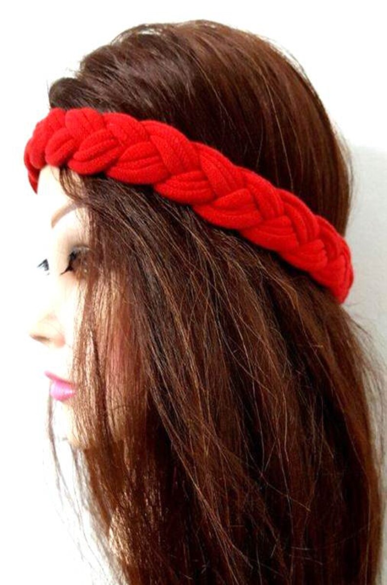 Red Headbands Bohemian Hair Accessoriesbraided Headband | Etsy