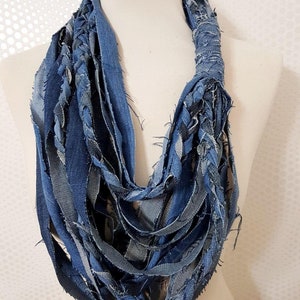 Jeans Denim Necklace Scruffy Torn Jeans Fabric Jewelry Textile Denim ...