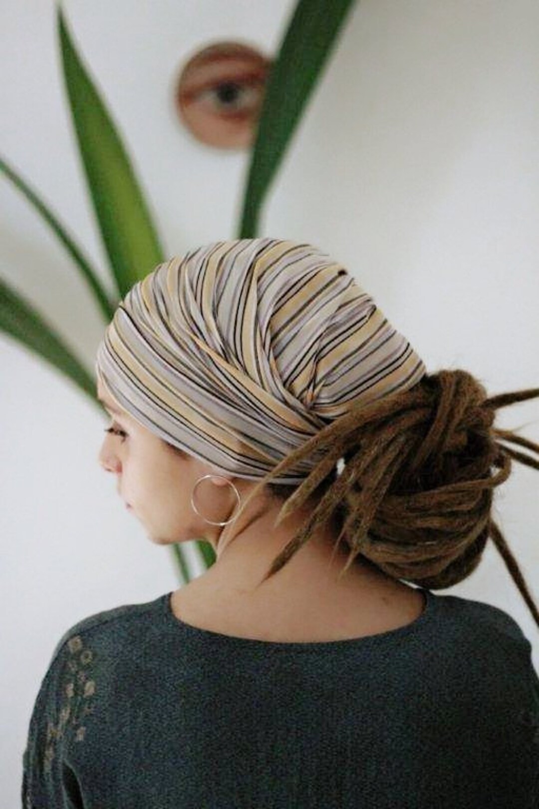 Dreadlock Tube Mens Girls Dreadband Striped Headband Wide Yoga Headband ...