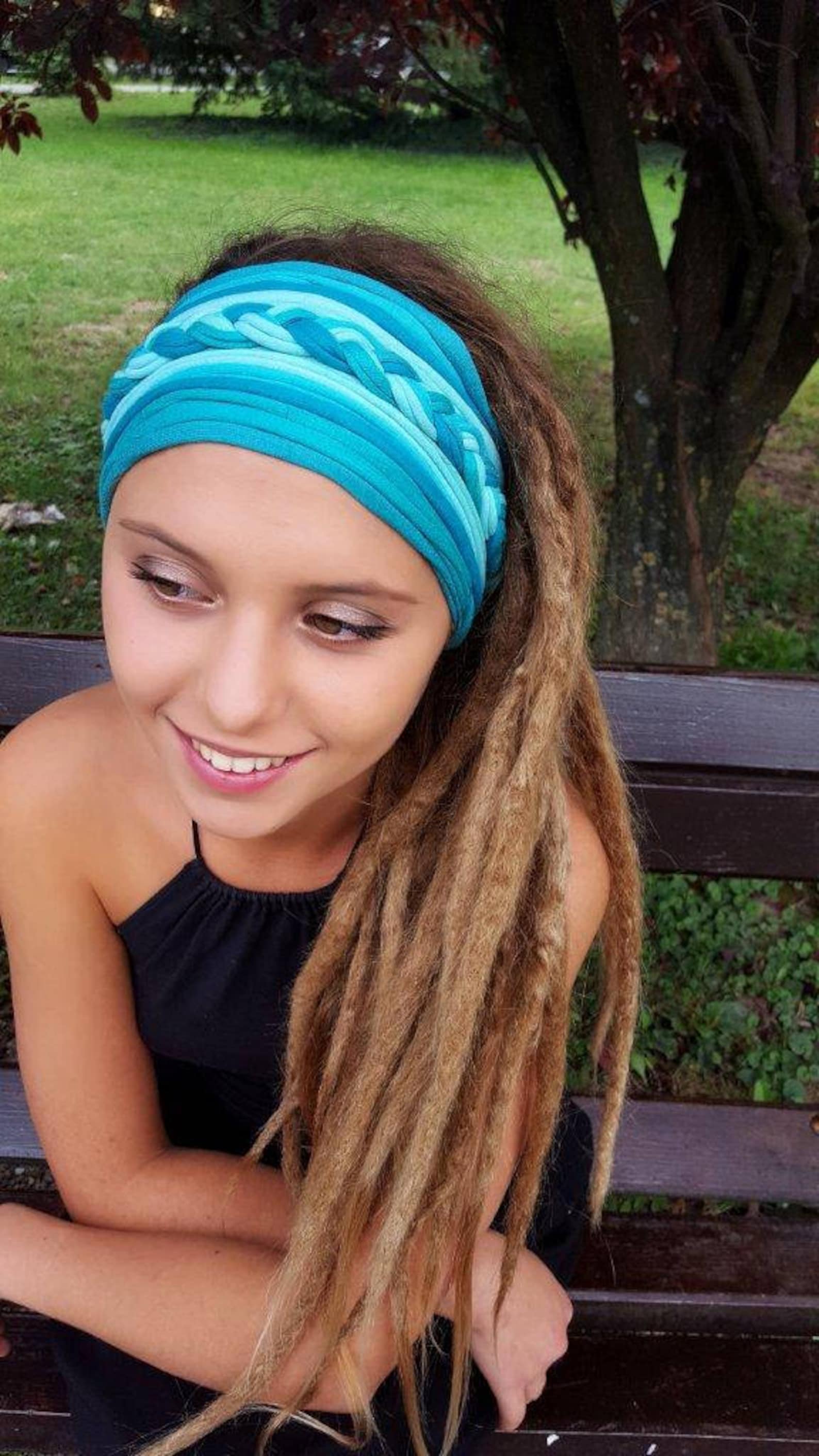 Wide Turquoise Headband Multistrand Tribal Headband Dreadband - Etsy