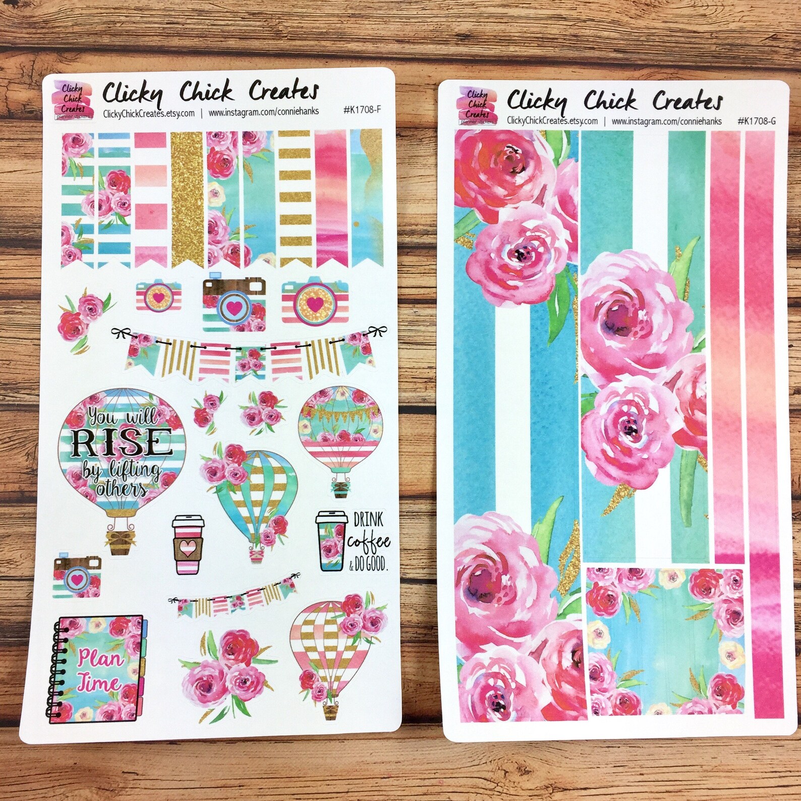 FRENCH RIVIERA KIT Planner Stickers Hot Air Balloons Pink - Etsy