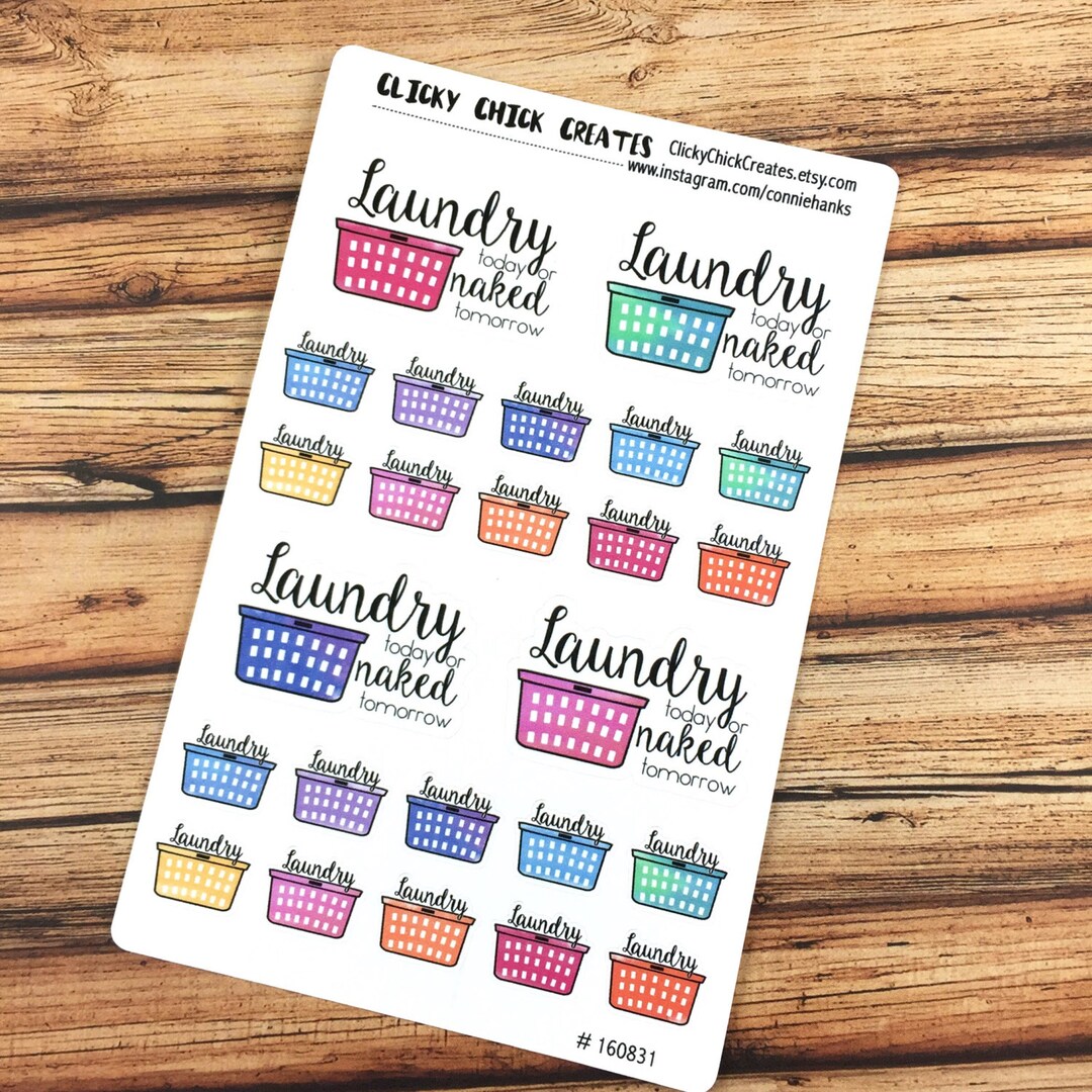 LAUNDRY Planner Stickers Watercolor Laundry Baskets Laundry - Etsy
