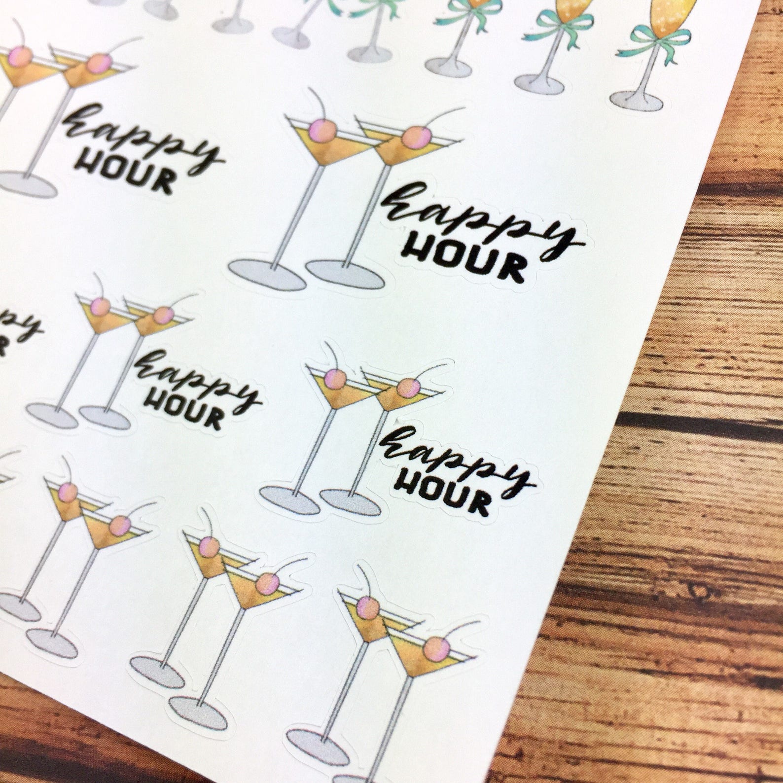 CHAMPAGNE! Happy Hour and Cheers! PLANNER STICKERS! {#170482} - Etsy